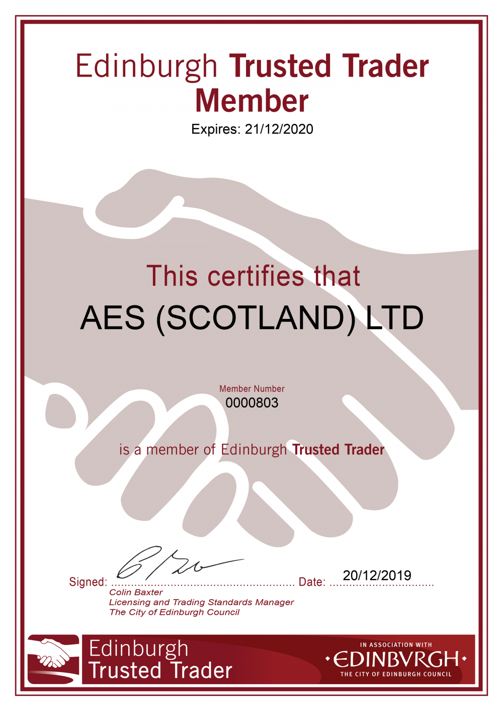 AES (SCOTLAND) LTD | EDINBURGH TRUSTED TRADER · AES (SCOTLAND) LTD